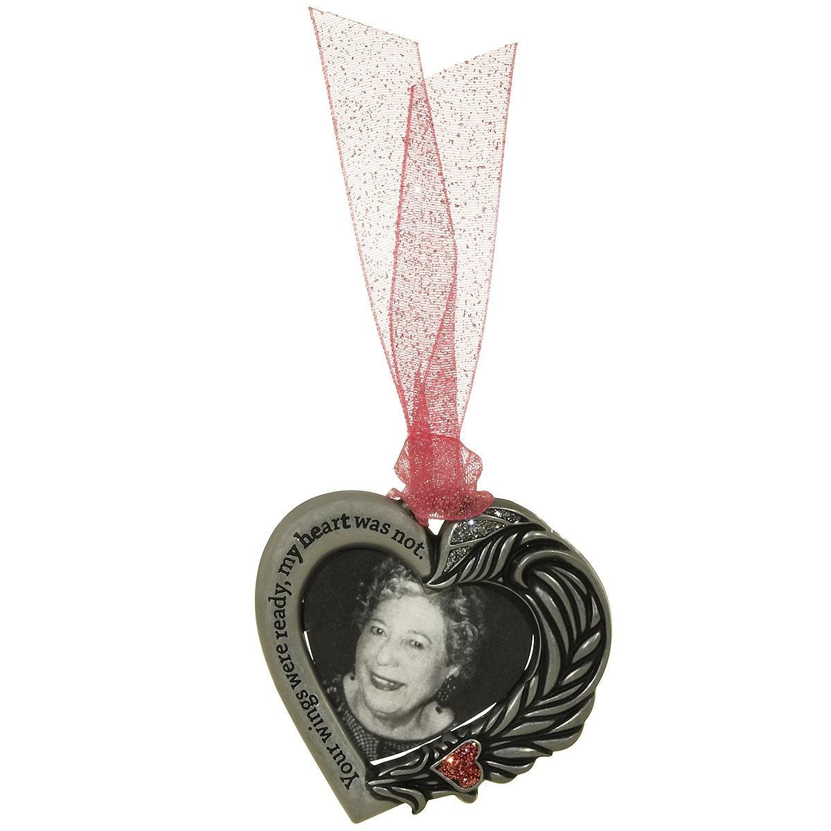 Feather Heart Frame Pewter Ornament