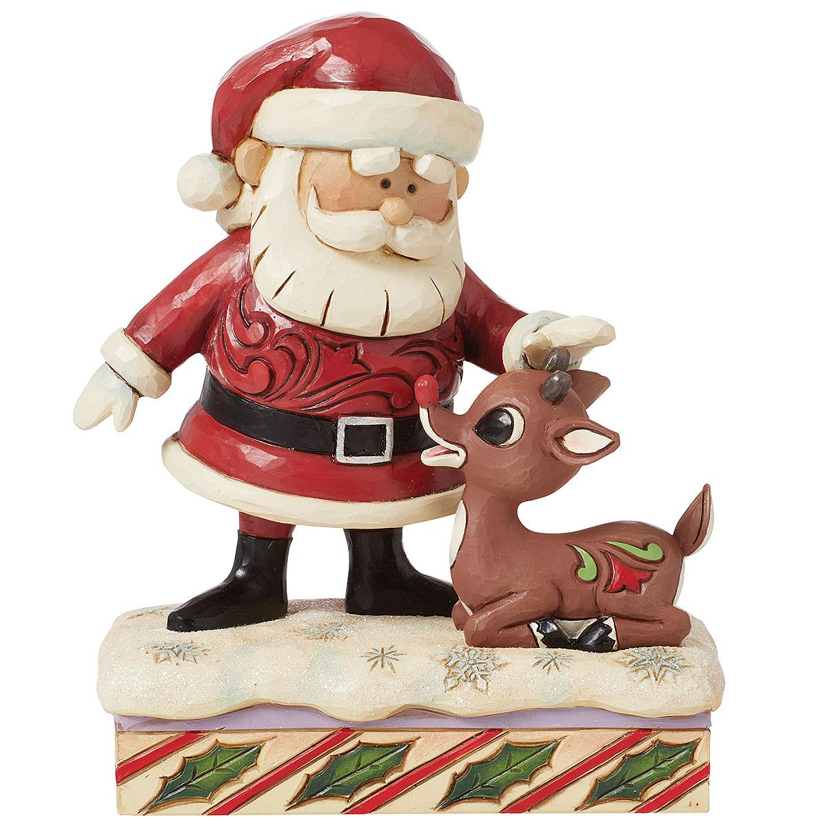 Santa Petting Rudolph Lighted Jim Shore Figure