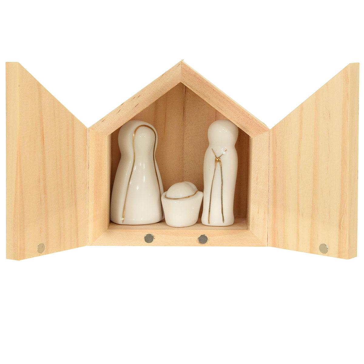 Holy Family Figures In Pine Box