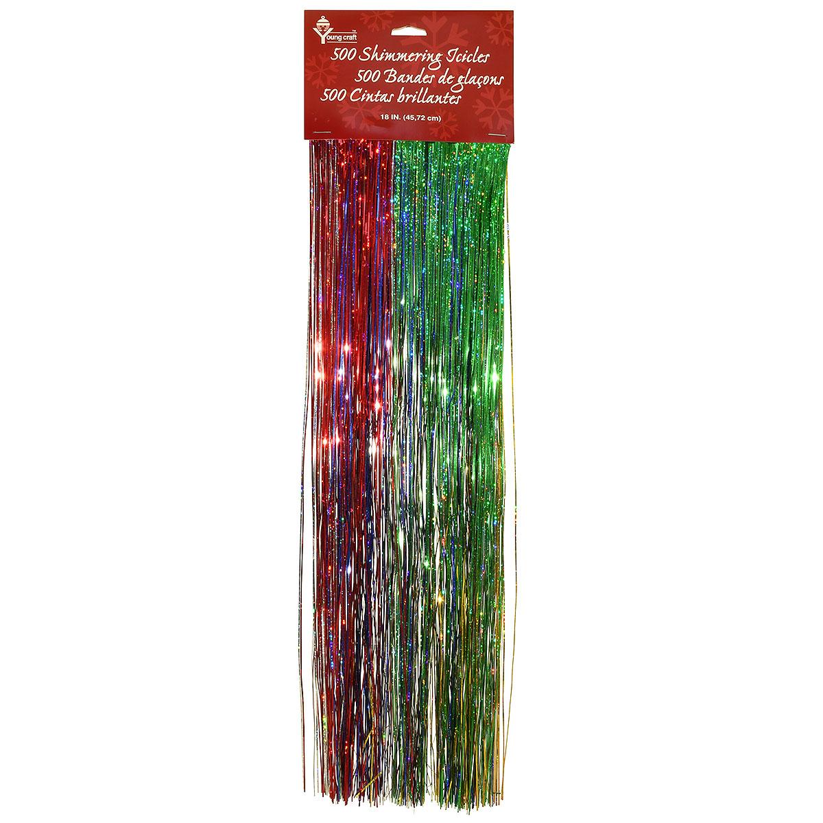 Multi-Colored Tinsel Icicle Strands