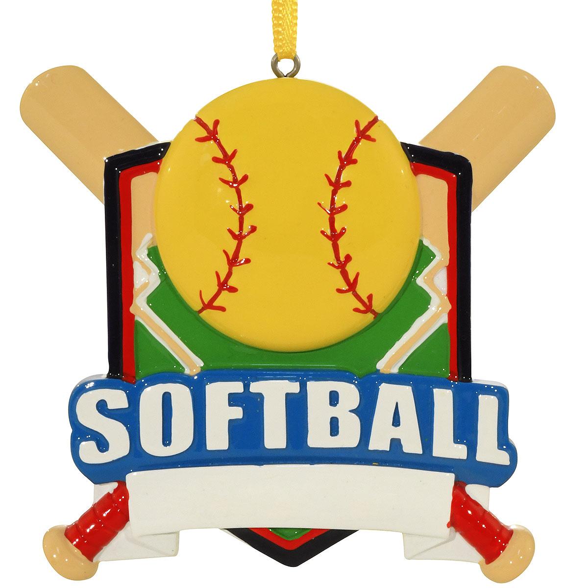 Personalized Softball Shield Resin Ornament